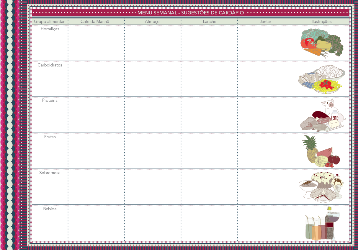 Organizando um menu semanal